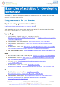 Examples of activities for developing switch use