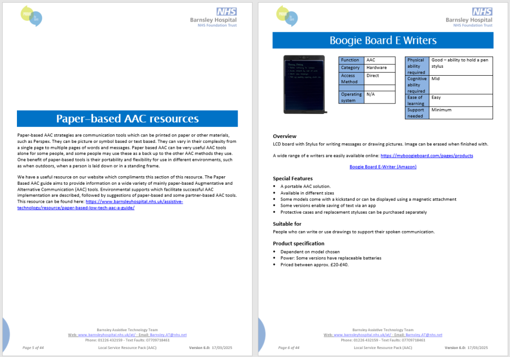 Local Services Assistive Technology Resource Pack: AAC